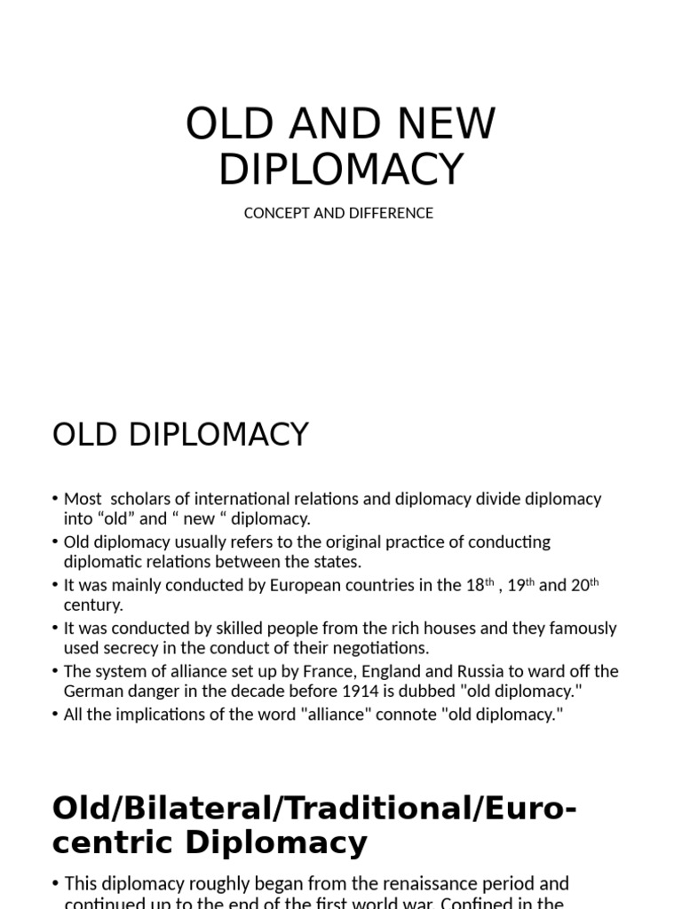 Old vs. New Diplomacy Explained | PDF | Diplomacy | Political Science