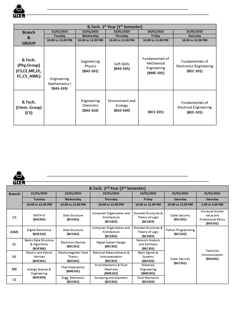 REVISED Special Second Sessional Examination Schedule for B.Tech.1st & 2nd year (Odd Semester ...