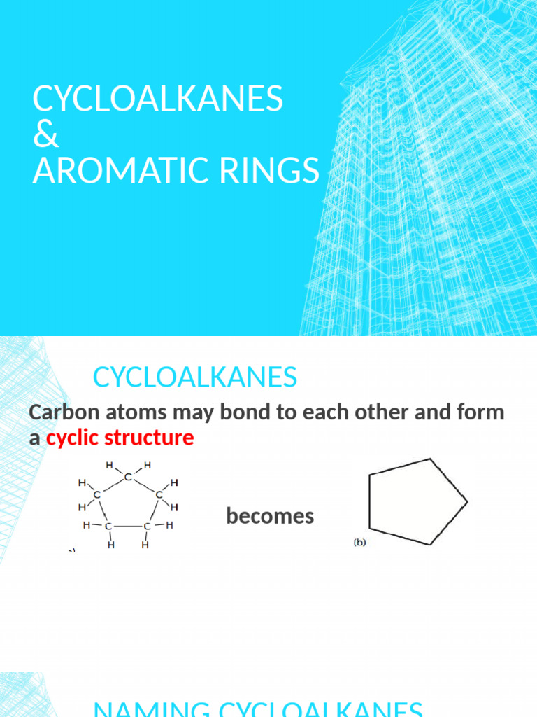 4 Cycloalkanes Aromatic Rings | PDF | Aromaticity | Hydrocarbons