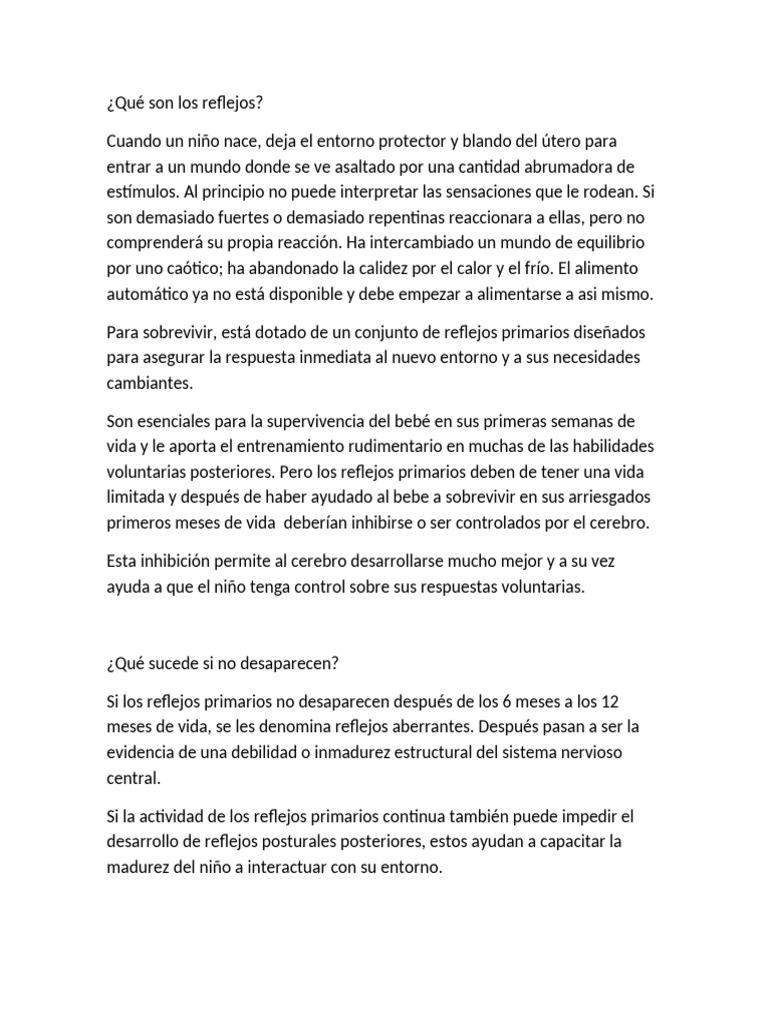 Reflejos Primarios | PDF | Parto | Mano
