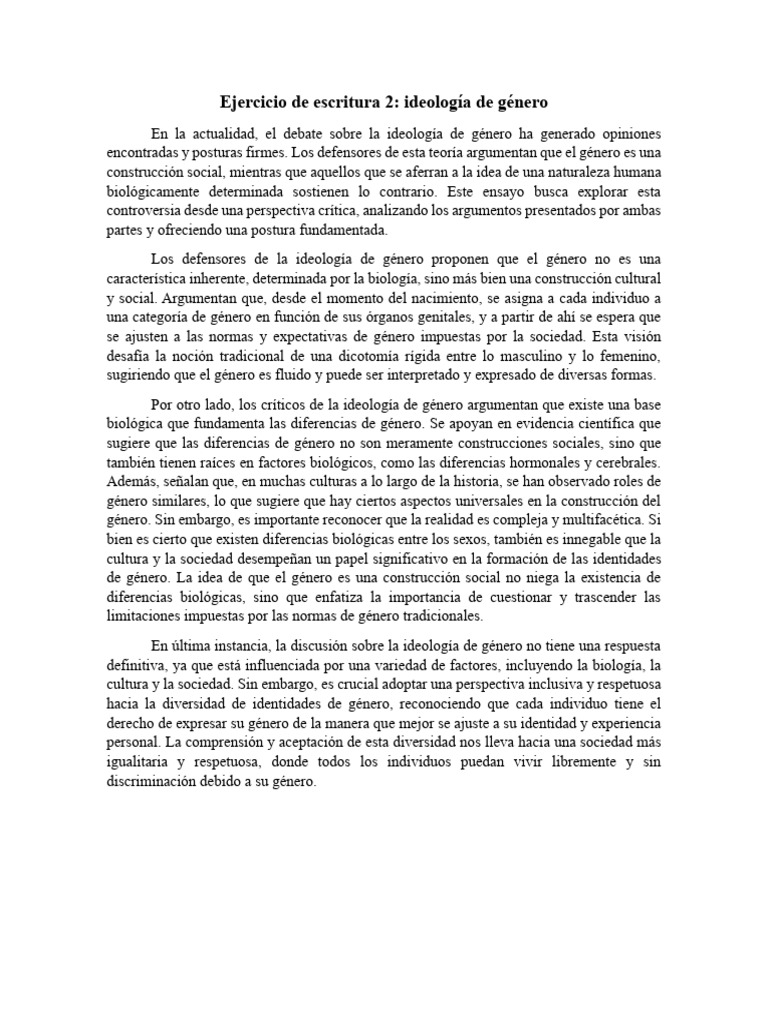 Ejercicio de Escritura 2 | PDF | Género | Estudios de género
