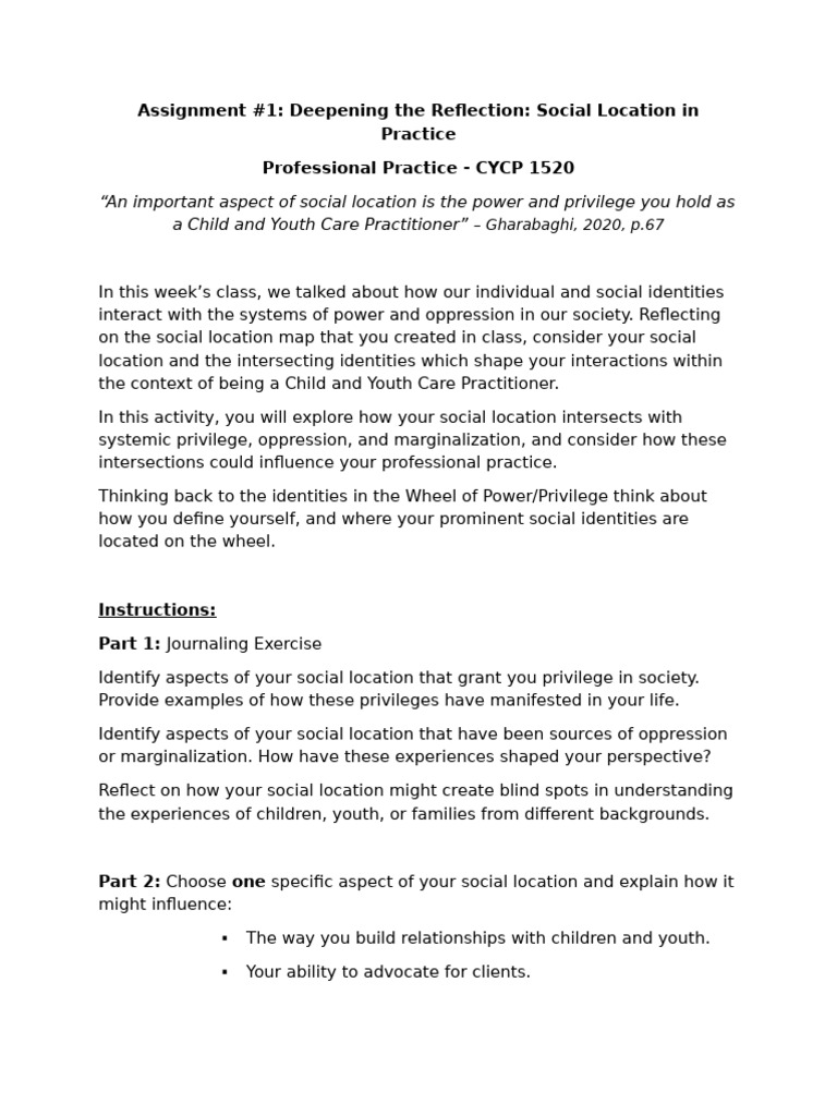 Assignment #1 Social Location (2) Copy | PDF | Identity (Social Science) | Intersectionality