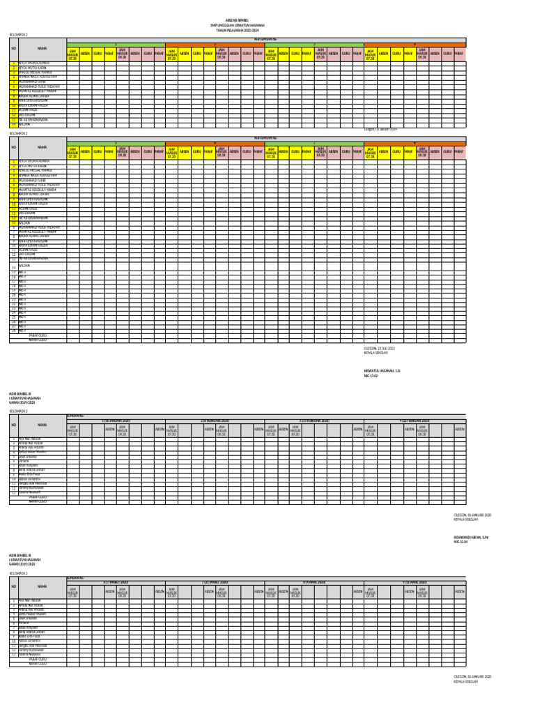 Absensi Bimbel | PDF