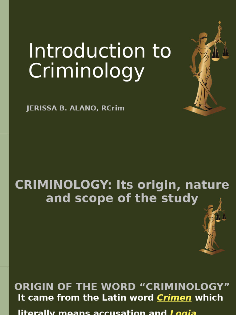 Introduction To Criminology | PDF | Id | Criminology
