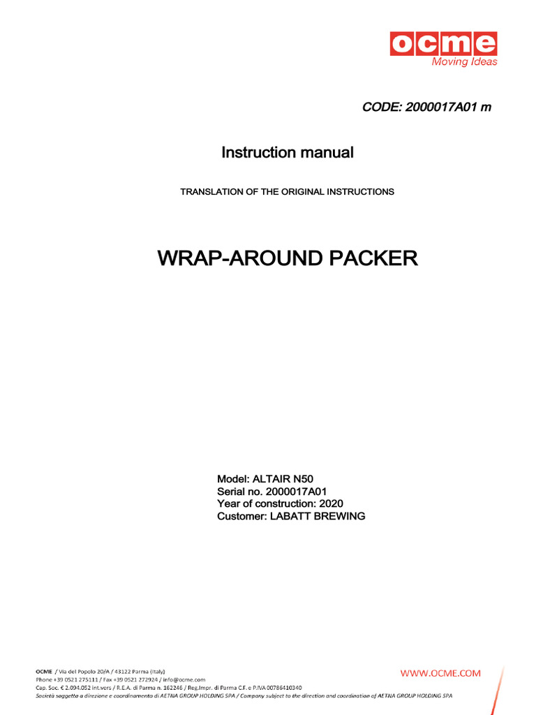 2000017A01 - Instruction Manual Rev. 0 PDF | PDF | Risk