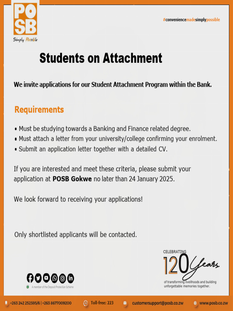 Student Attachment Program Vacancy | PDF