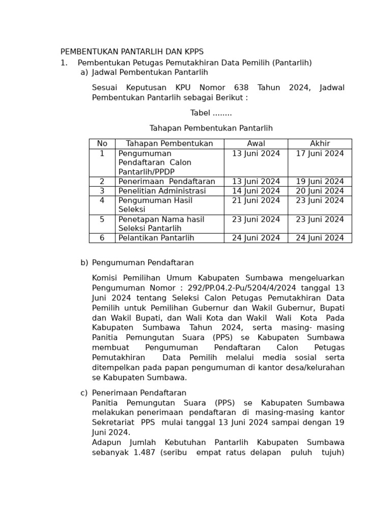 PEMBENTUKAN PANTARLIH Dan Kpps | PDF