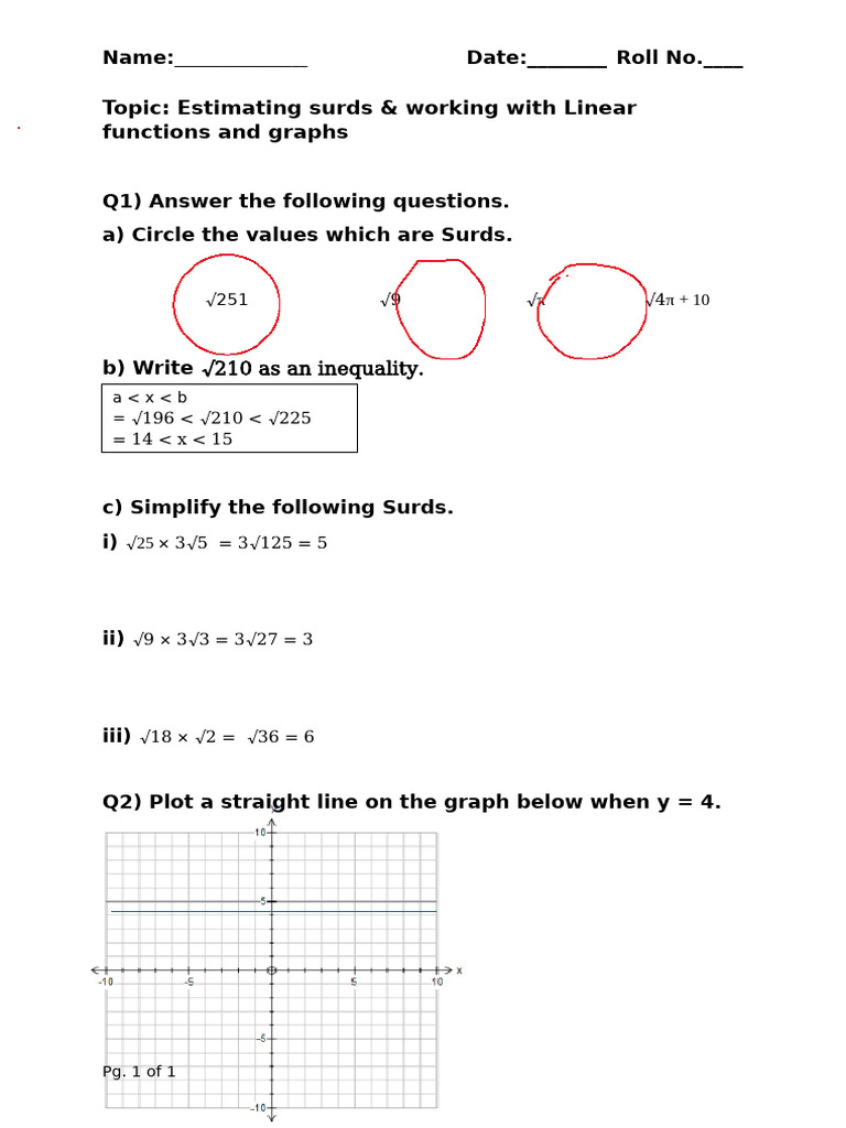 Estimating Surds and Linear Functions | PDF