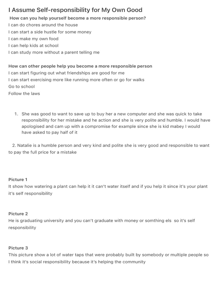 Self-Responsibility and Community Impact | PDF