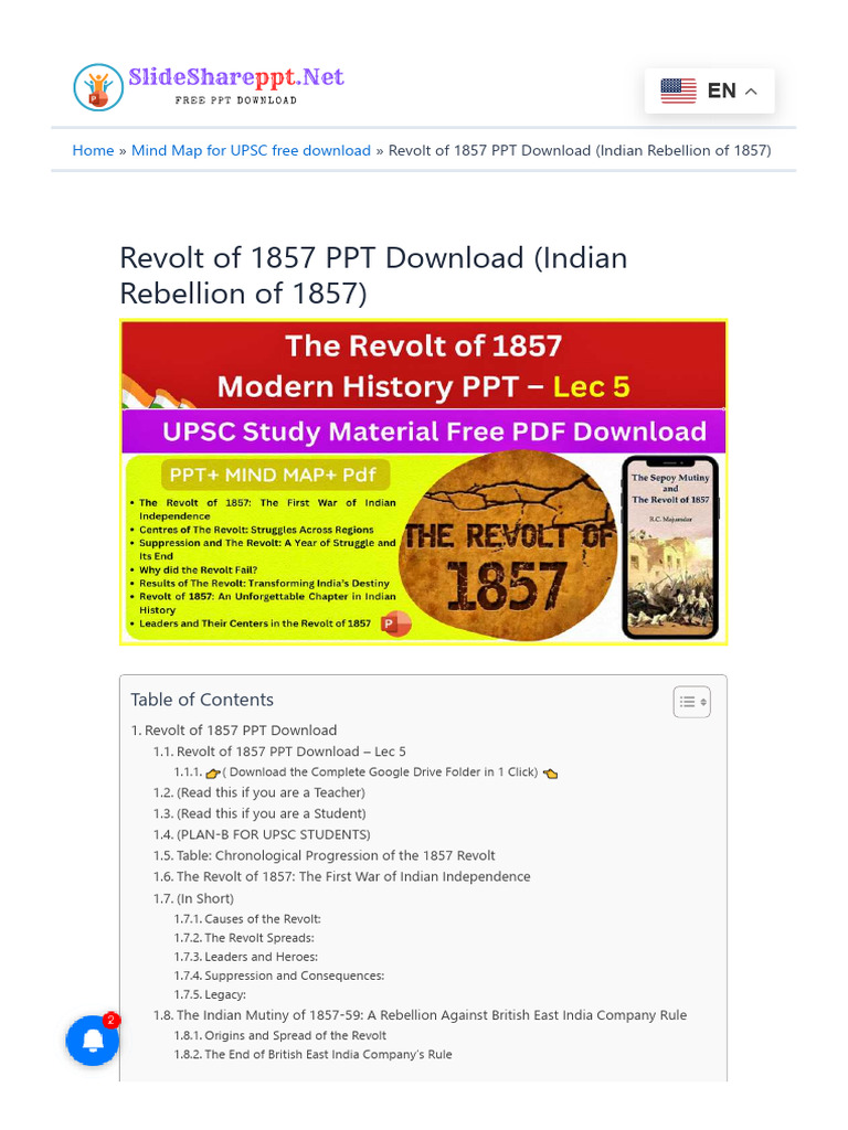 Revolt of 1857 PPT Download (Indian Rebellion of 1857) | PDF | Indian ...