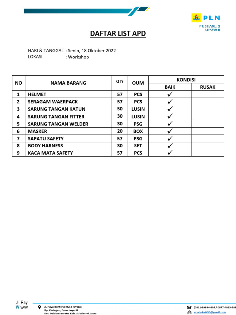 Daftar List Apd | PDF
