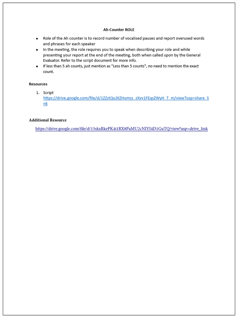 Ah Counter Role | PDF