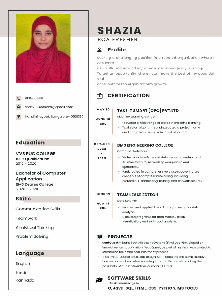 Shaz Professional CV Resume | PDF