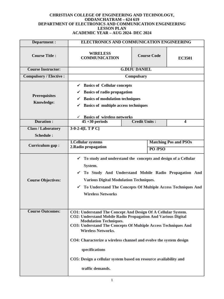 Ec3501 - Wireless Communication | PDF | Cellular Network | Channel Access Method