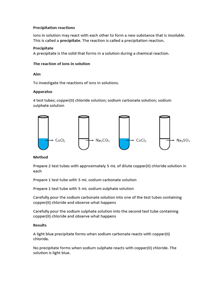 Precipitation Reactions | PDF | Precipitation (Chemistry) | Salt (Chemistry)