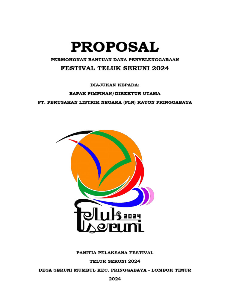 Proposal Festival Teluk Seruni - Desa Seruni Mumbul | PDF