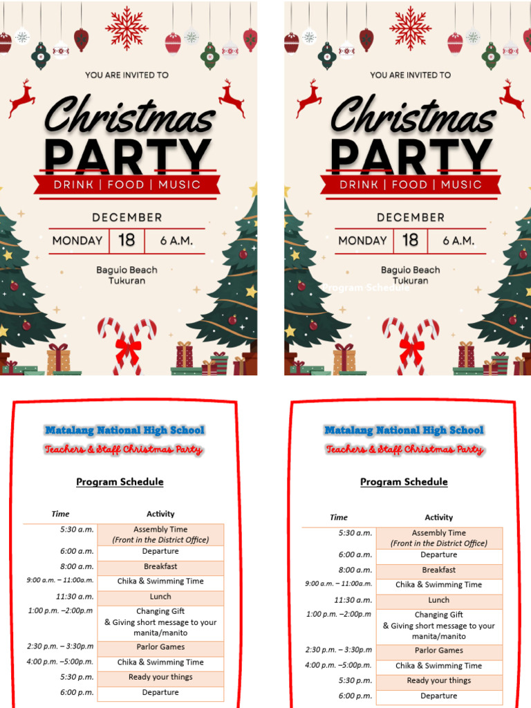 Teachers' Christmas Party Schedule | PDF