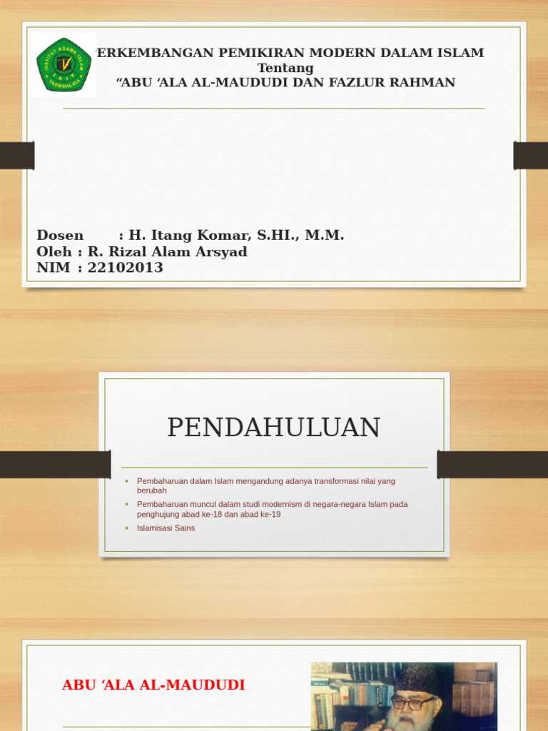 Tugas Presentasi Perkembangan Pemikiran Modern Dalam Islam | PDF