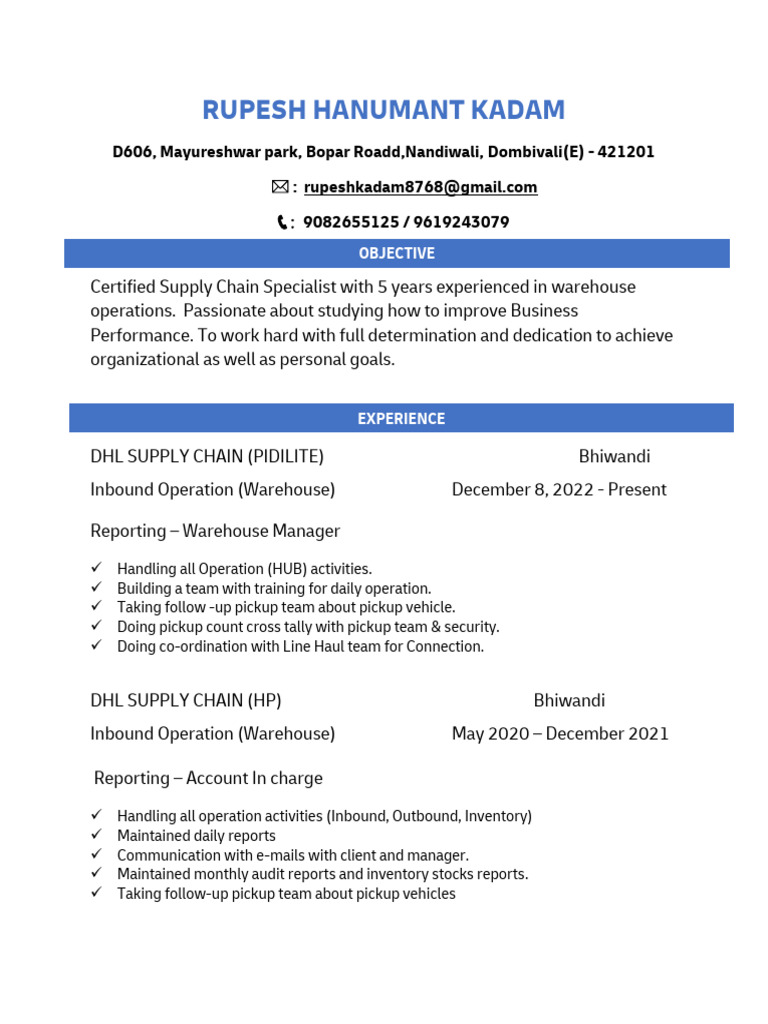 Resume - Rupesh Kadam | PDF