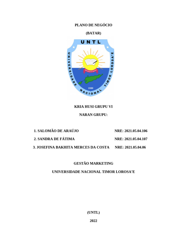 Plan de Negocio para Batar en Timor Leste | PDF