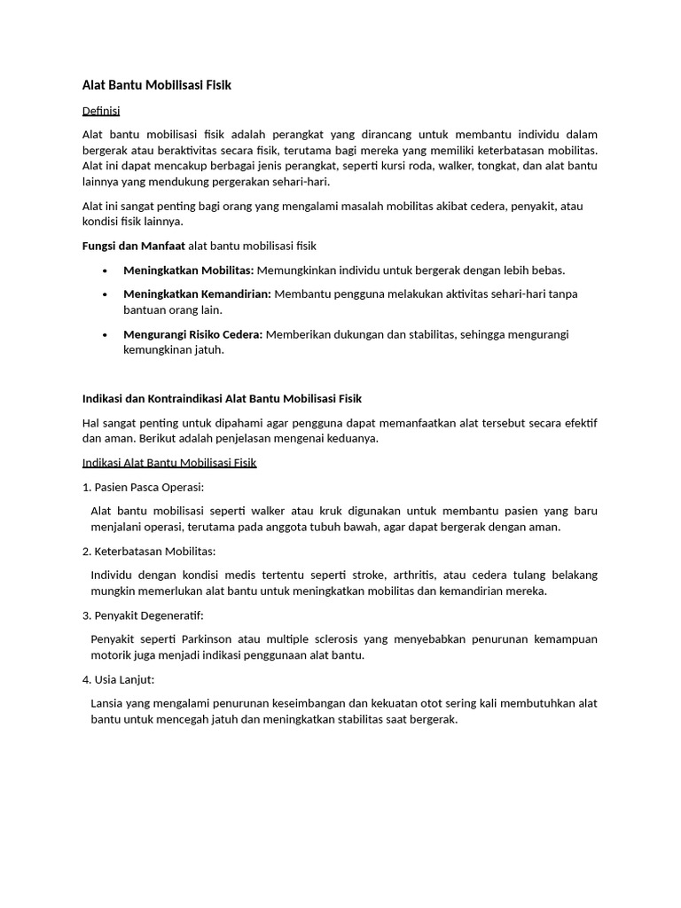 Definisi Alat Bantu Mobilisasi | PDF