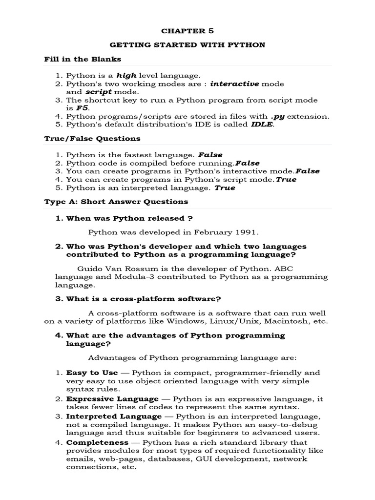 Chapter 5 Getting Started With Python | PDF | Python (Programming Language) | Scripting Language