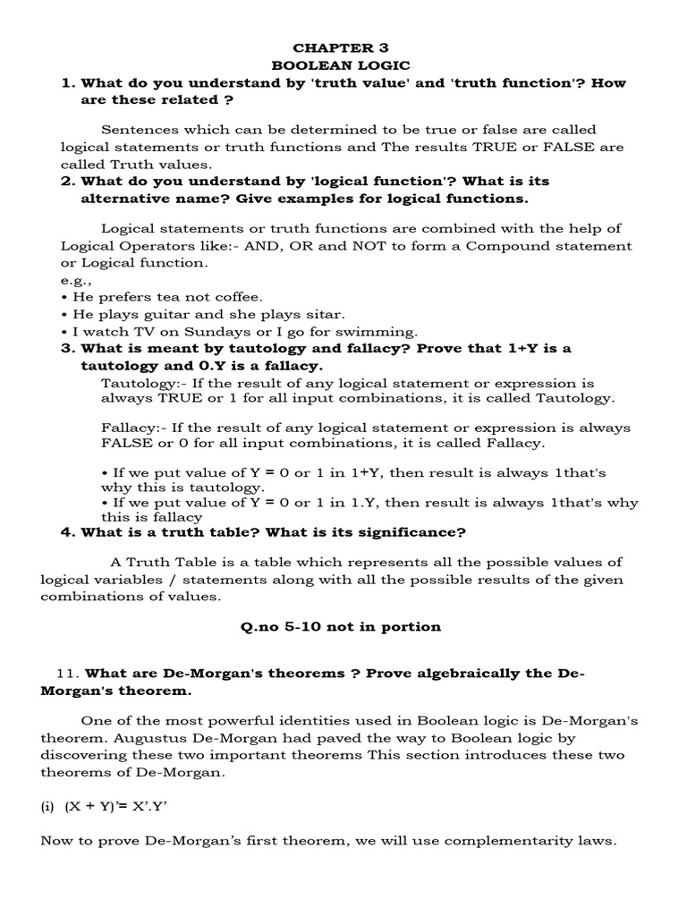CHAPTER 3 Boolean Logic | PDF | Boolean Algebra | Teaching Mathematics
