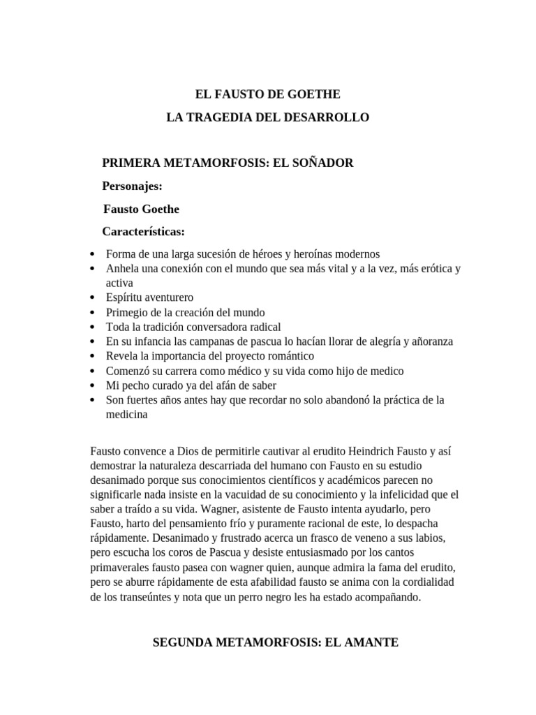 Fausto de Goethe: Metamorfosis y Amor | PDF | Fausto