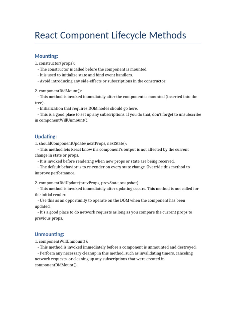React Lifecycle Methods | PDF
