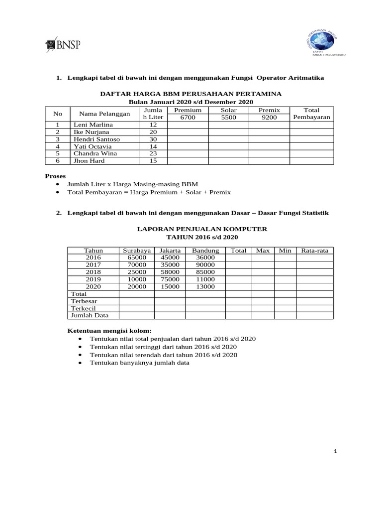 Soal Spreadsheet | PDF