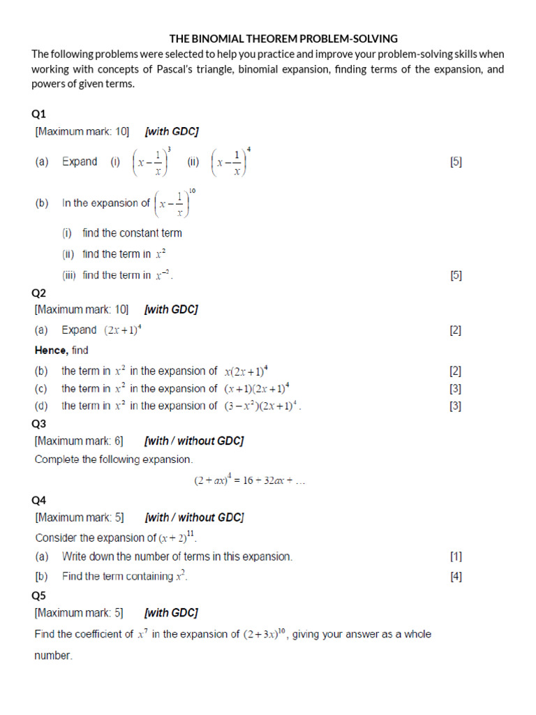 Binomial Theorem Problem-Solving | PDF