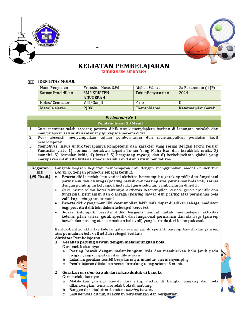 MODUL AJAR BOLA VOLI | PDF