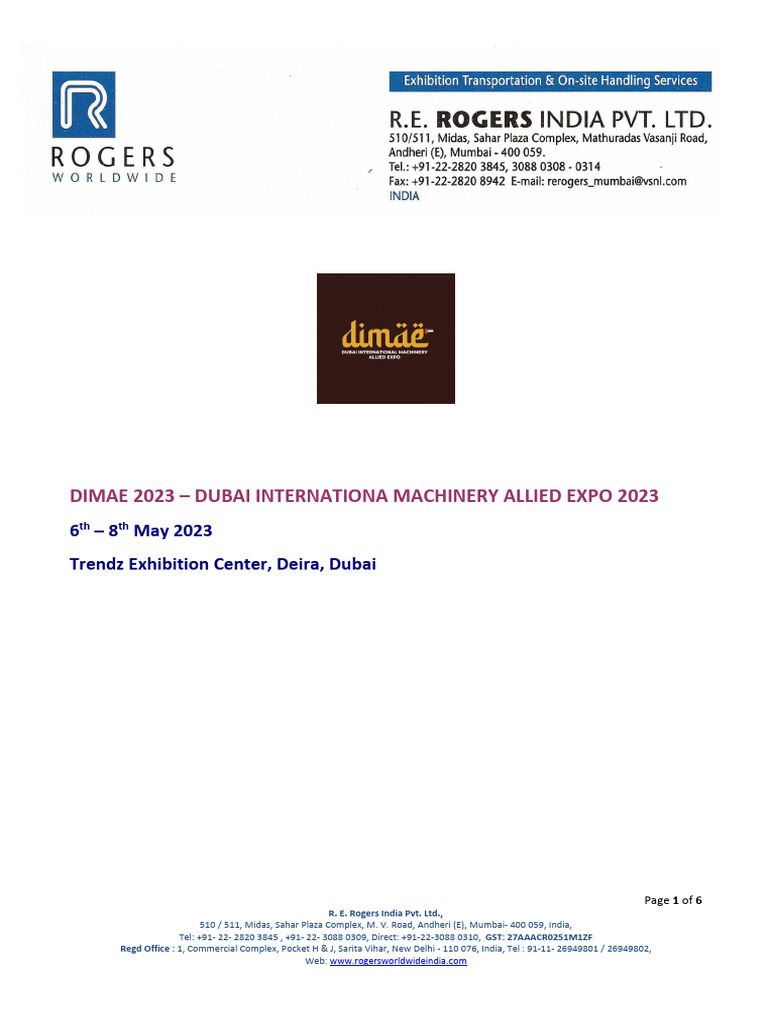 DIMAE 2023 - Shipping Guidelines | PDF | Trade