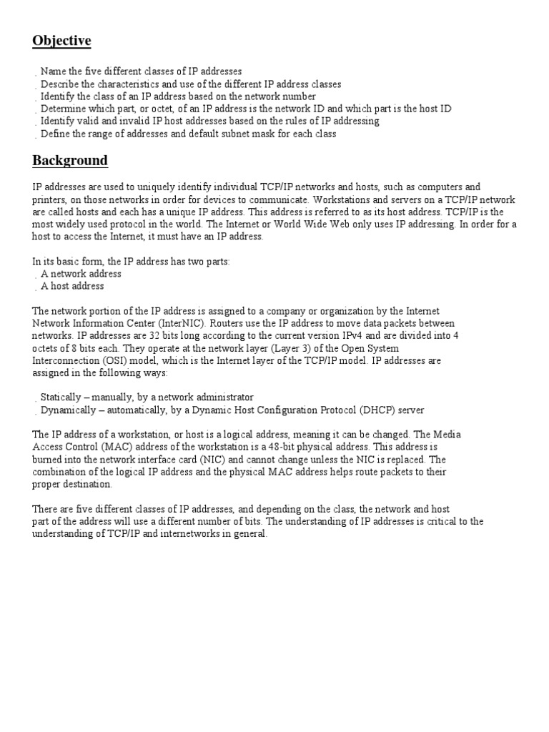 Lab 4 Pdf Ip Address Computer Network