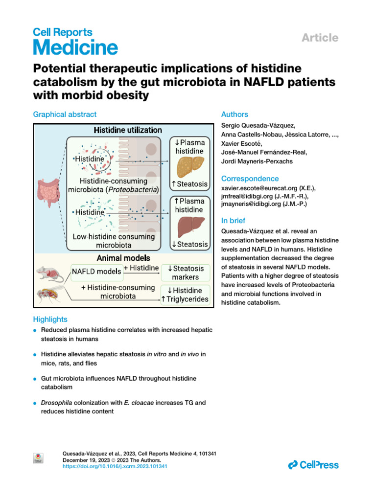 Gut Microbiota's Role in NAFLD via Histidine | PDF | Medical Specialties | Clinical Medicine