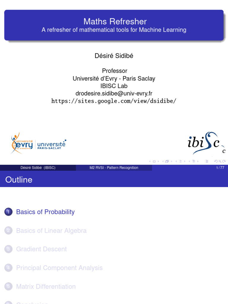 Maths Refresher | PDF | Principal Component Analysis | Matrix (Mathematics) Maths Refresher | PDF | Principal Component Analysis | Matrix (Mathematics)