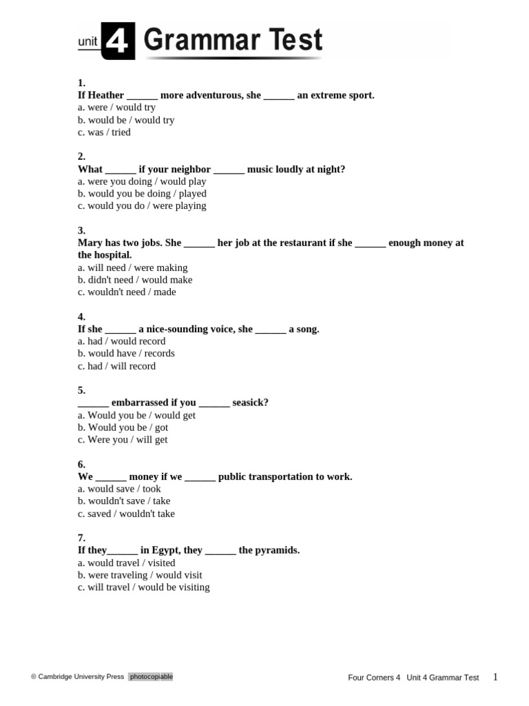 Four Corners Second Edition - Level 4 - U4Grammar | PDF
