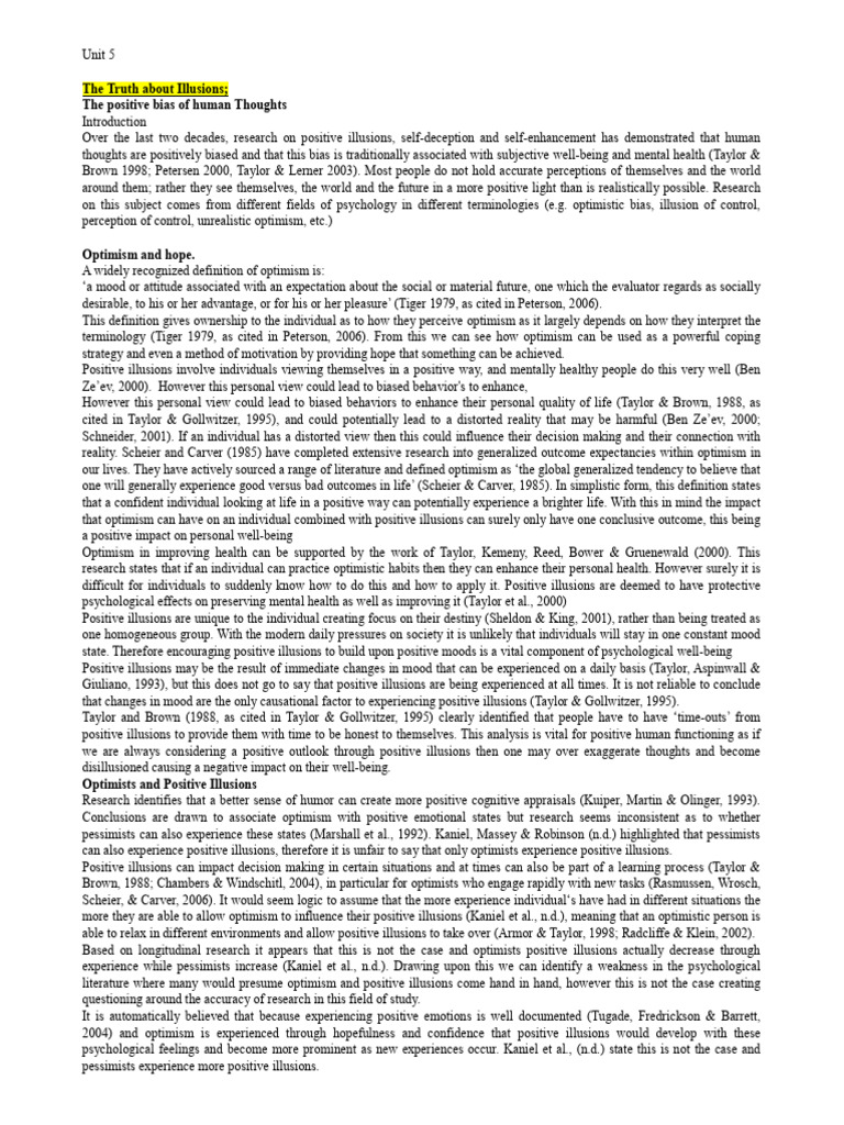 unit 5 positive psy | PDF | Self Efficacy | Self Esteem