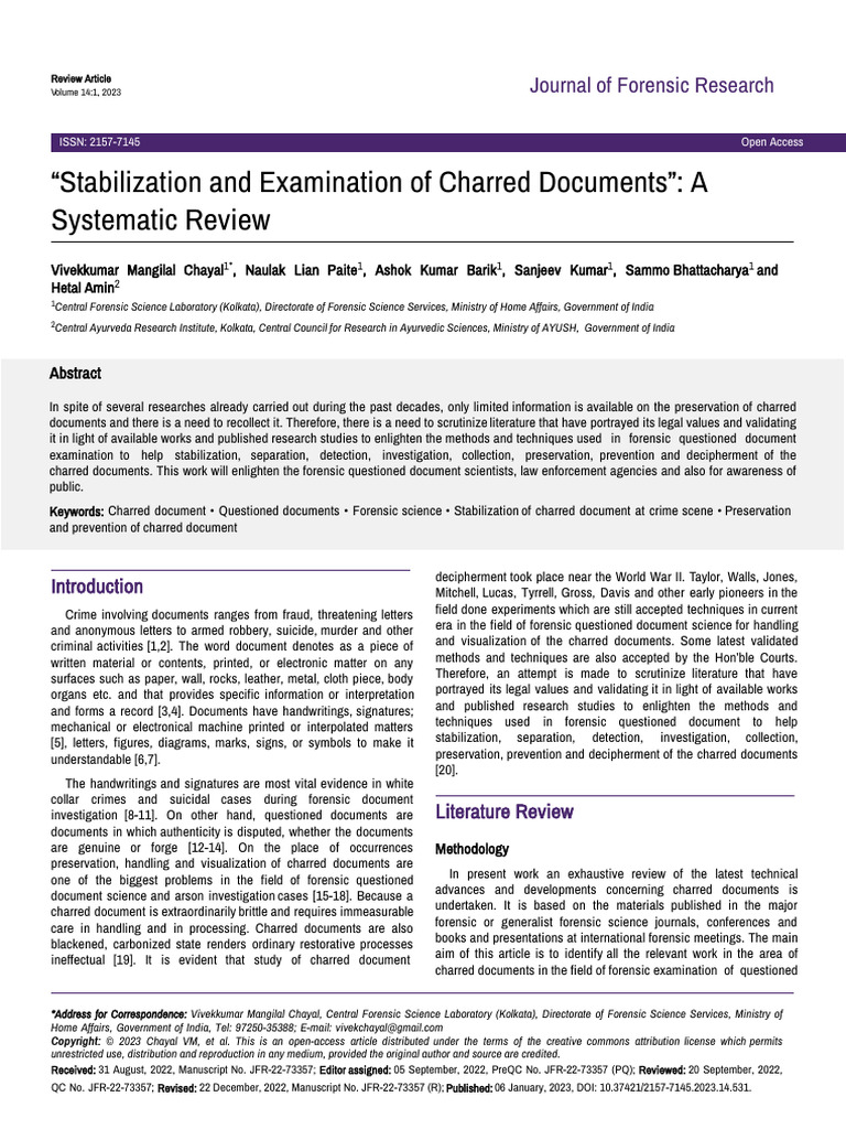 Charred Document Examination Techniques | PDF | Forensic Science ...