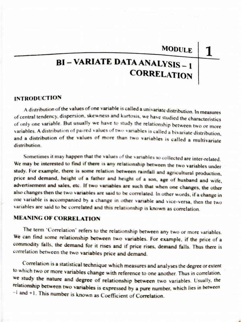 Bi - Variate Data Analysis - 1 | PDF