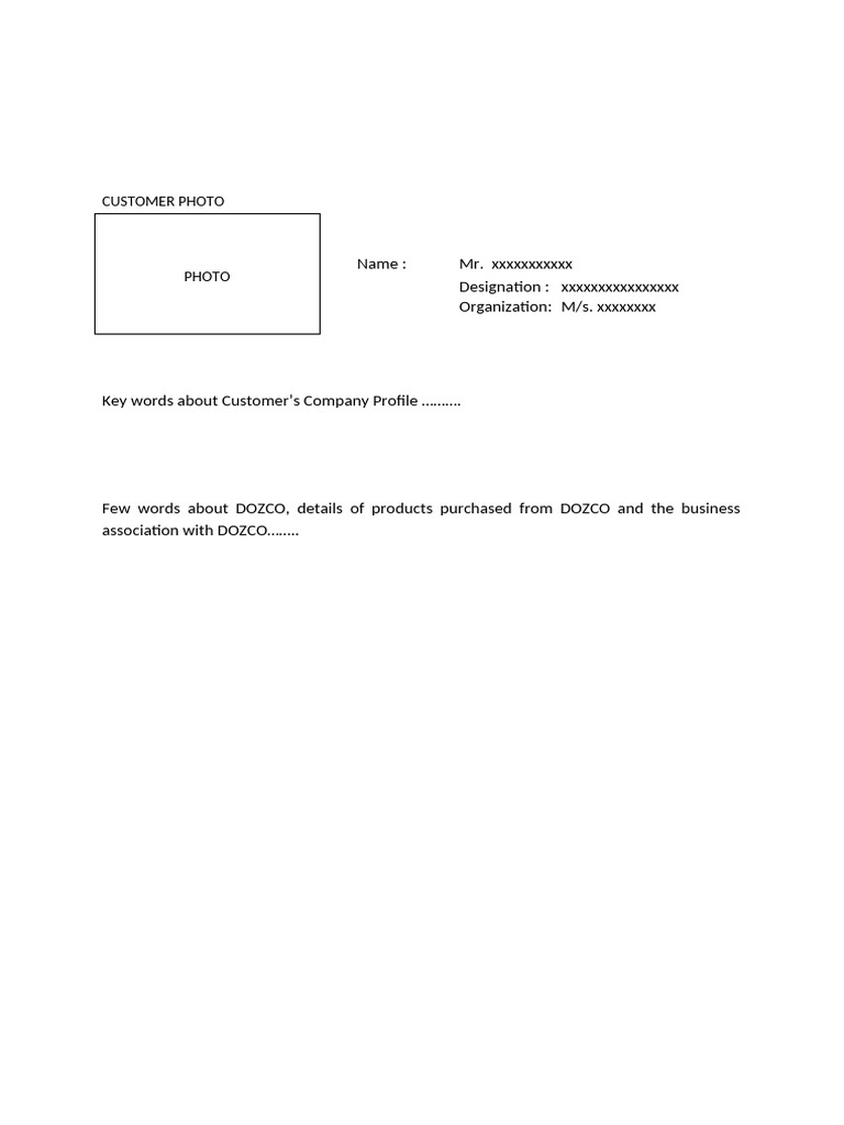 Customer Profile And Dozco Partnership Pdf