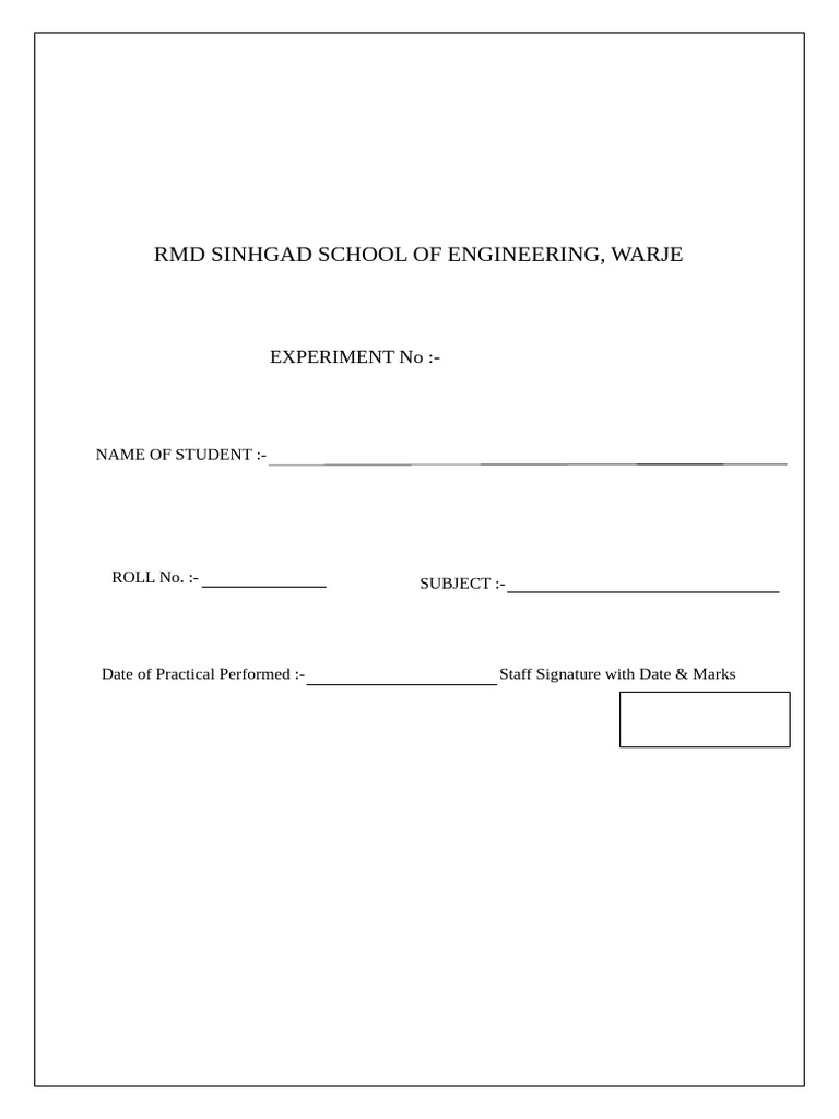 Practical Front Page | PDF