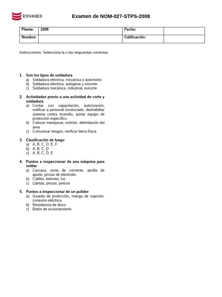 Exámen 027-stps | PDF