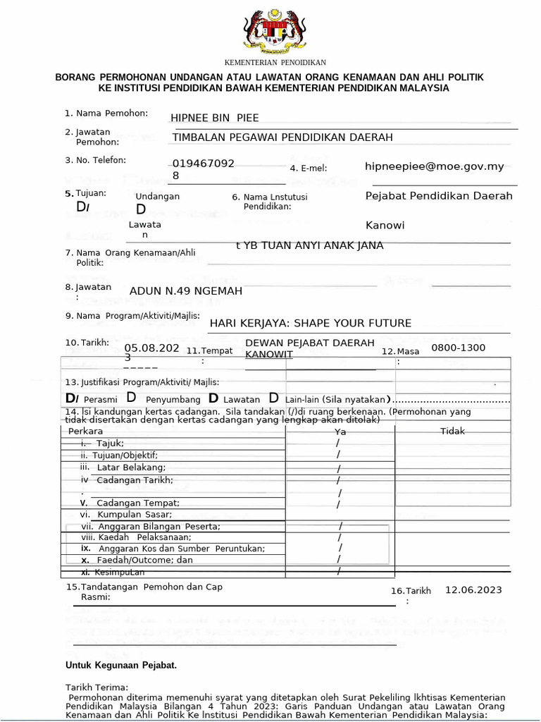 BORANG MOK TERKINI SPI BIL 4 2023 | PDF