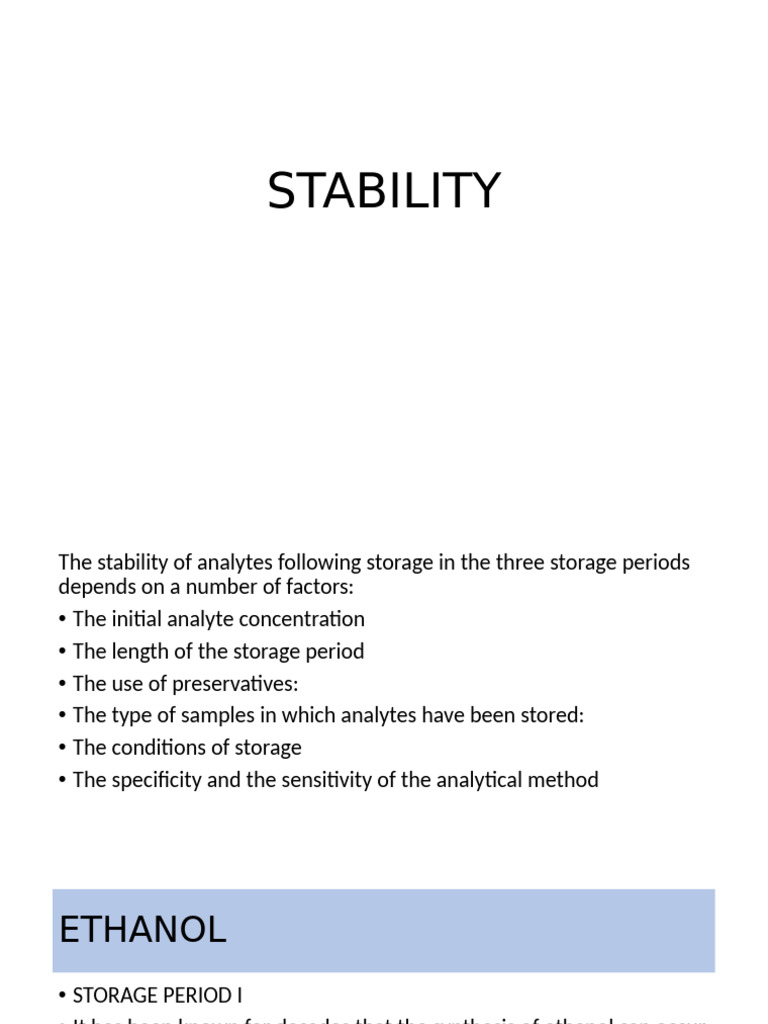 Analyte Stability in Biological Samples | PDF | Ethanol | Morphine