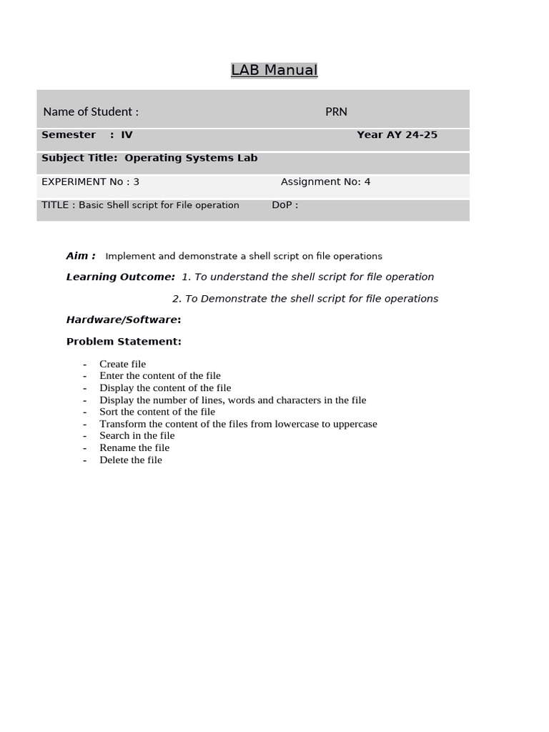 OS Lab Experiment 3 Ass 4 | PDF