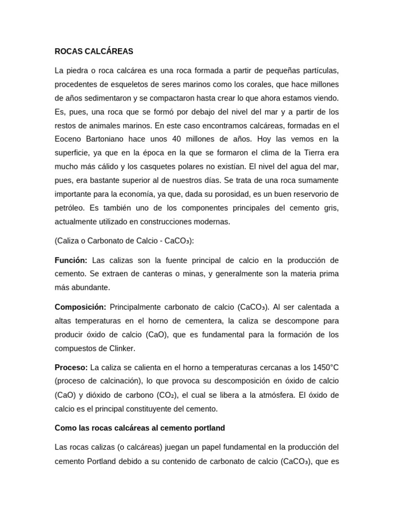 Rocas Calcáreas | PDF | Cemento | Caliza