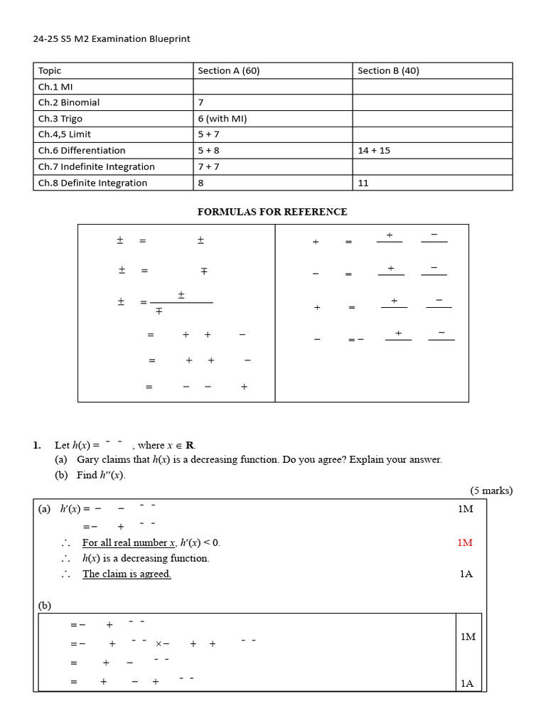 S5 M2 Examination Blueprint Overview | PDF | Geometry | Differential Geometry