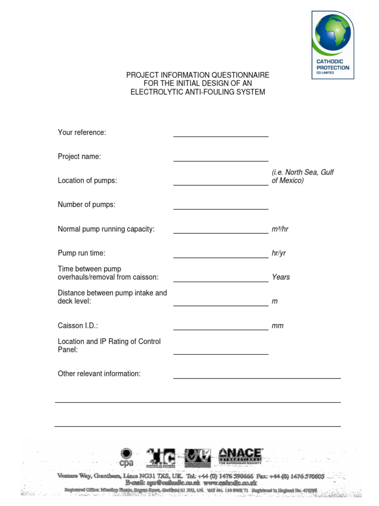 Cuprion® Project Questionnaire | PDF