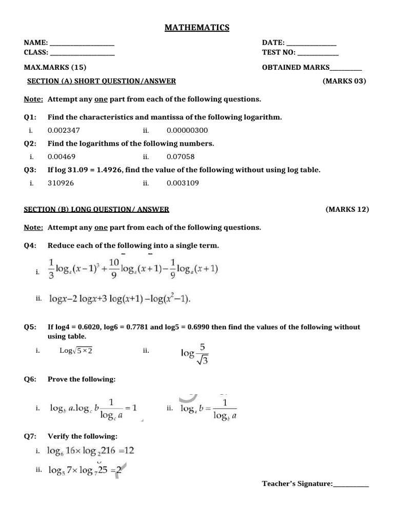 Mathematics Test | PDF